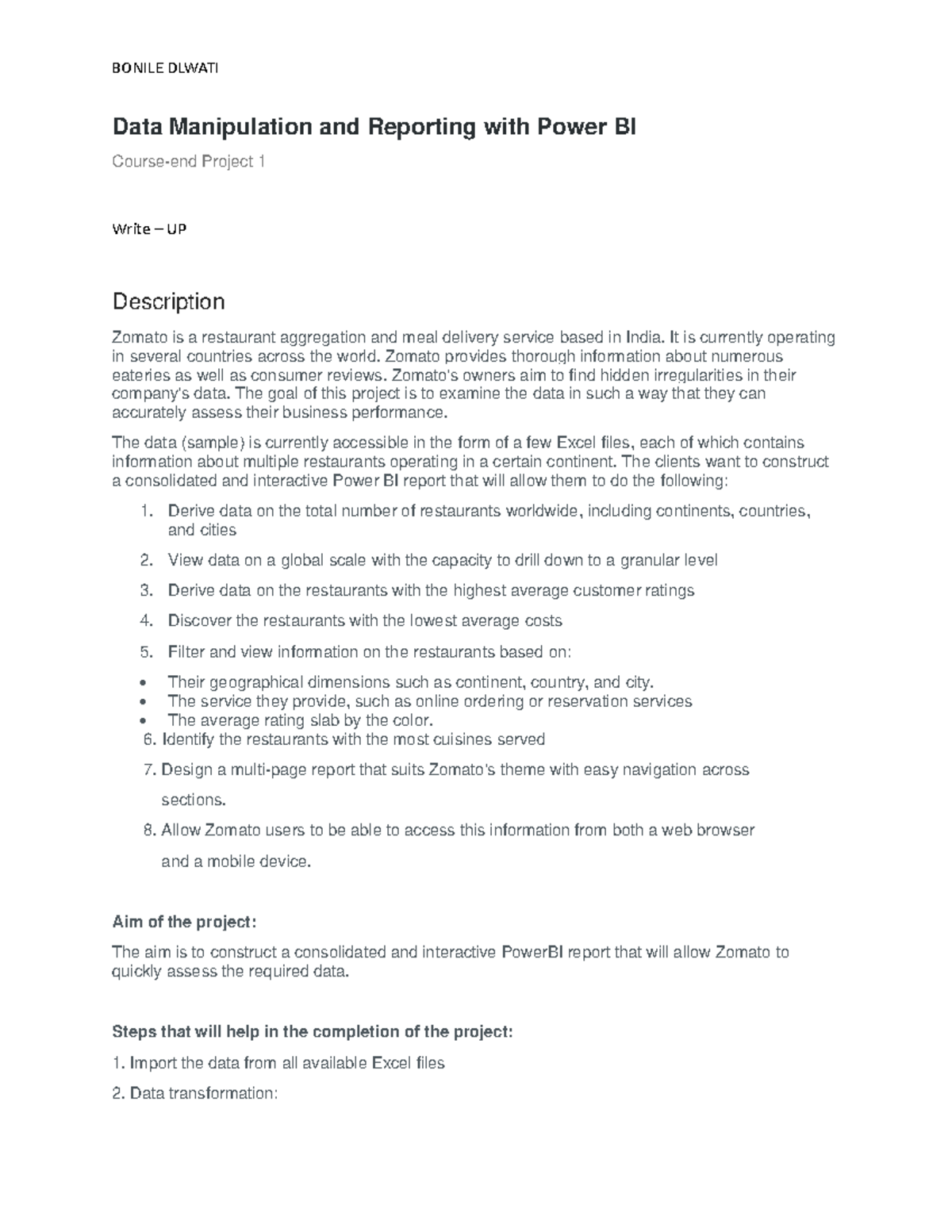 Data Manipulation and Reporting with Power BI - Bonile Write UP ...