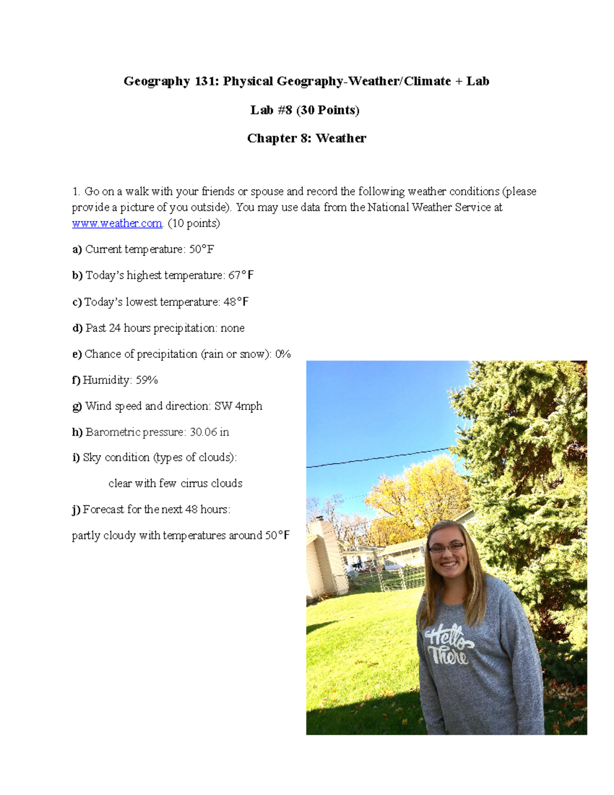 Lab for Chapter 8 Weather 1 - Geography 131: Physical Lab Lab (30 ...