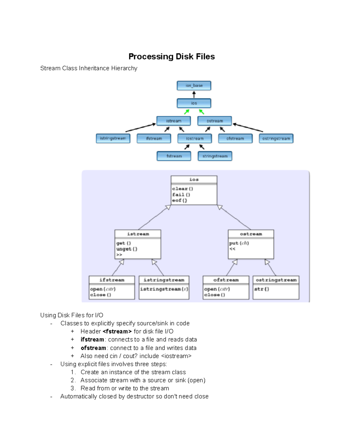 Chapter 12 - Processing Disk Files - Processing Disk Files Stream Class ...