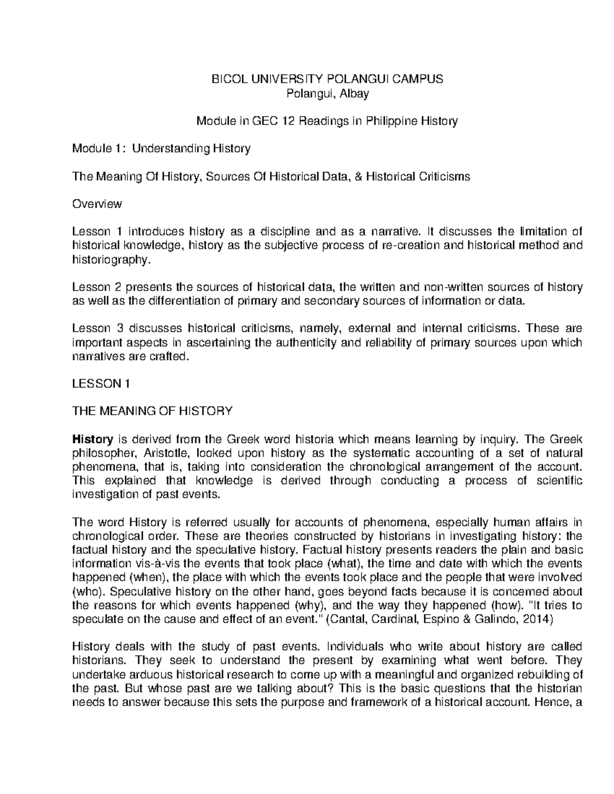 Module 1 GEC 12 - HOPE THIS HELPS - BICOL UNIVERSITY POLANGUI CAMPUS ...