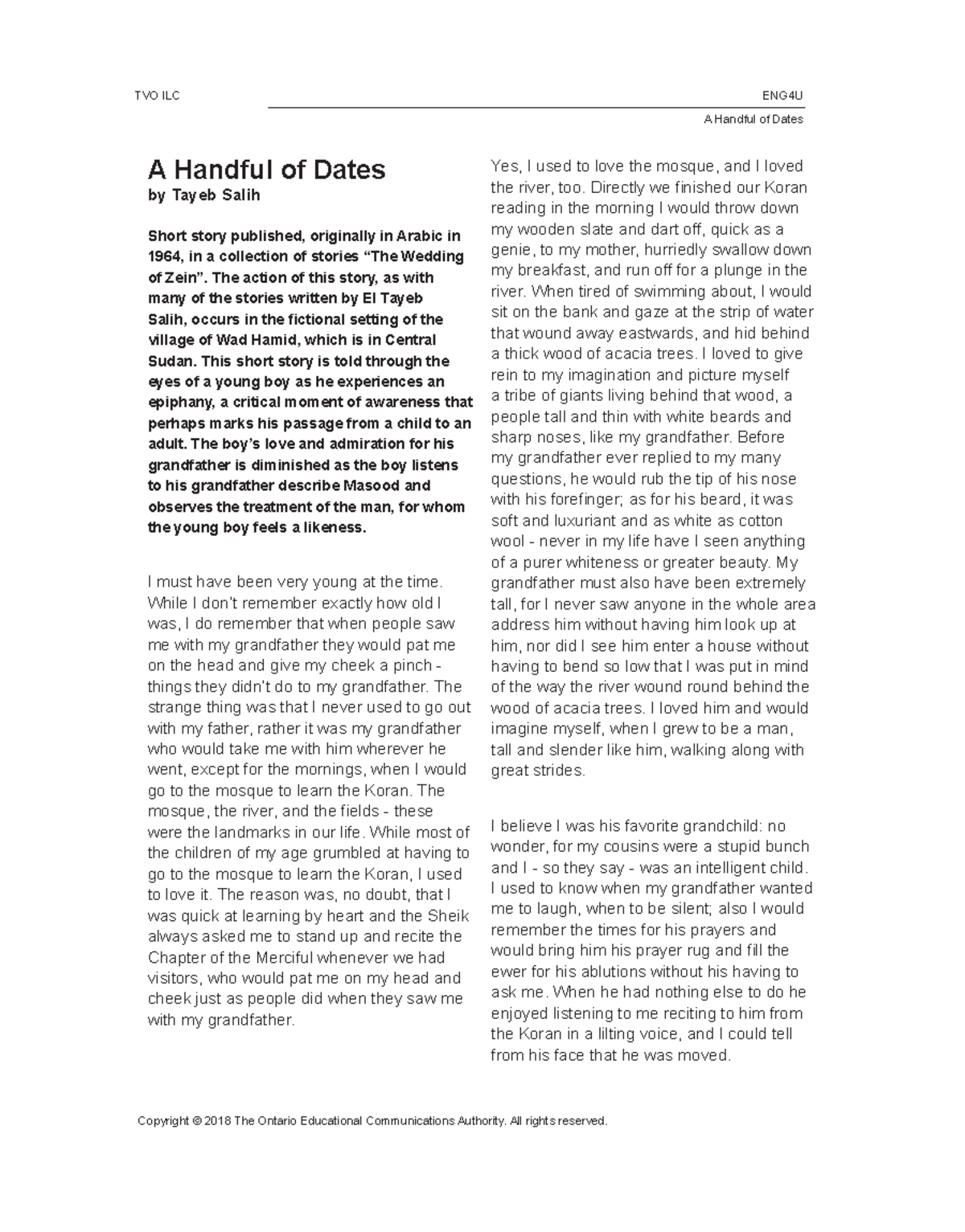 AHandfulof Dates - A Handful of Dates A Handful of Dates by Tayeb Salih ...