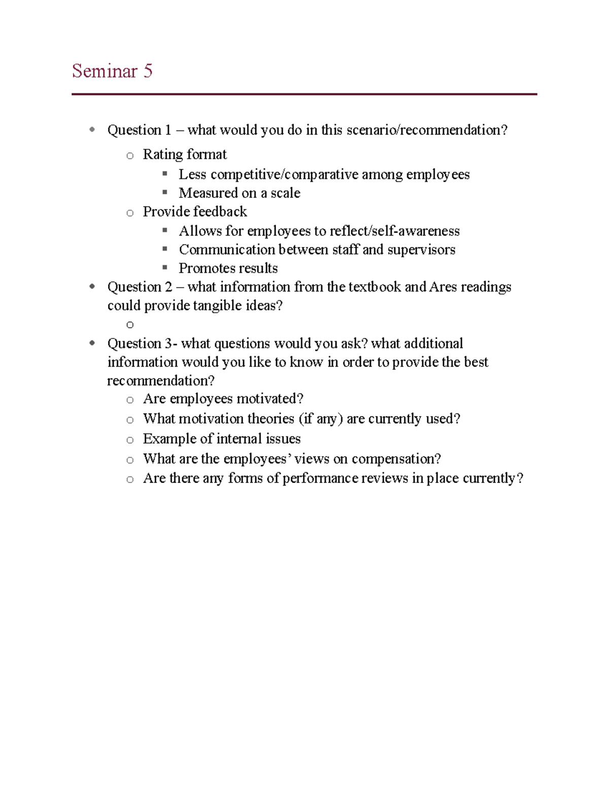 Seminar 5 - Seminar 5 Question 1 – what would you do in this scenario ...