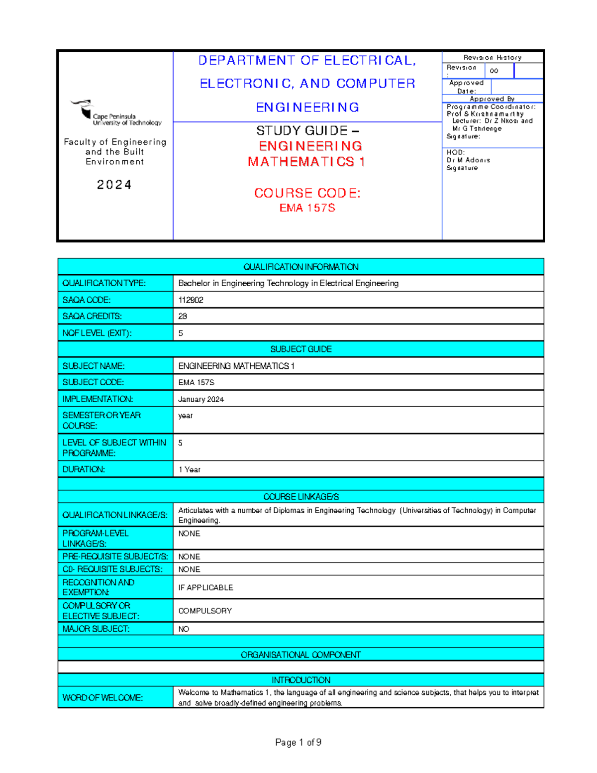 engineering mathematics - Faculty of Engineering and the Built ...
