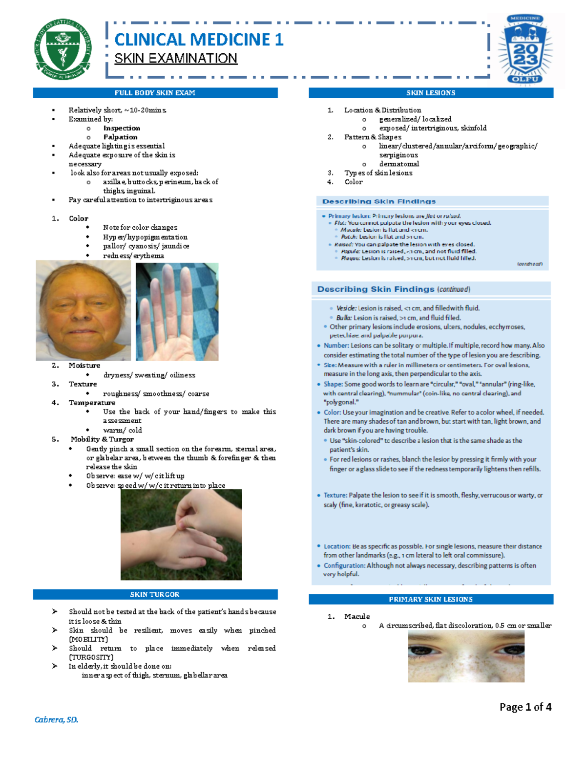 Skin Examination - TITLE Page 1 of 4 SKIN EXAMINATION FULL BODY SKIN ...