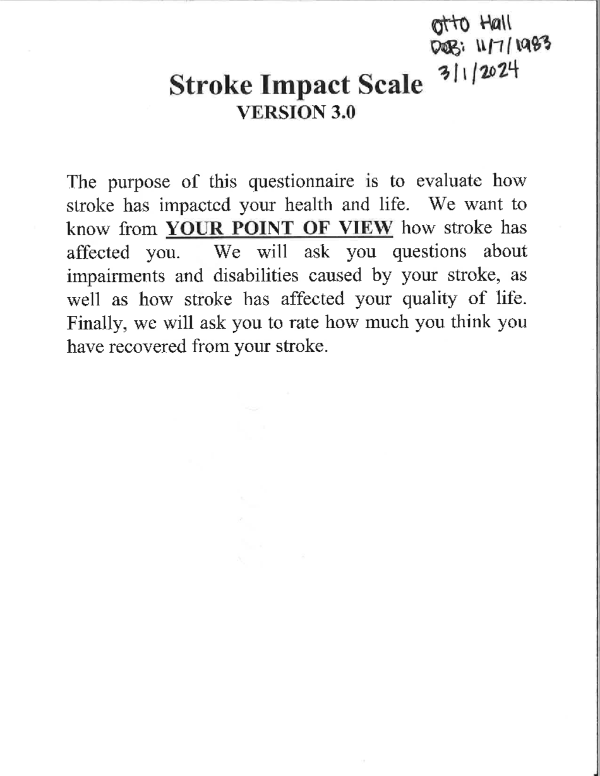 Stroke-Impact-Scale OHall - Fay541 - Studocu
