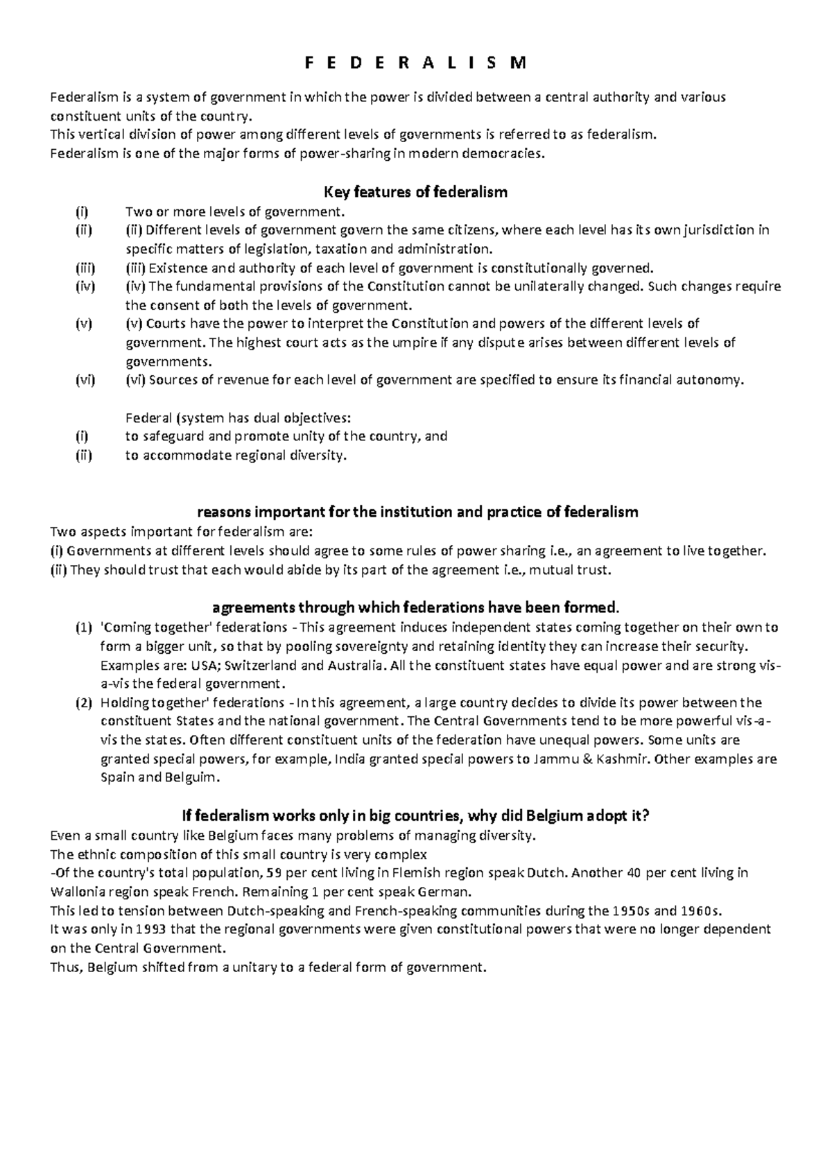 Federalism - Vip and limited edition class notes - F E D E R A L I S M ...