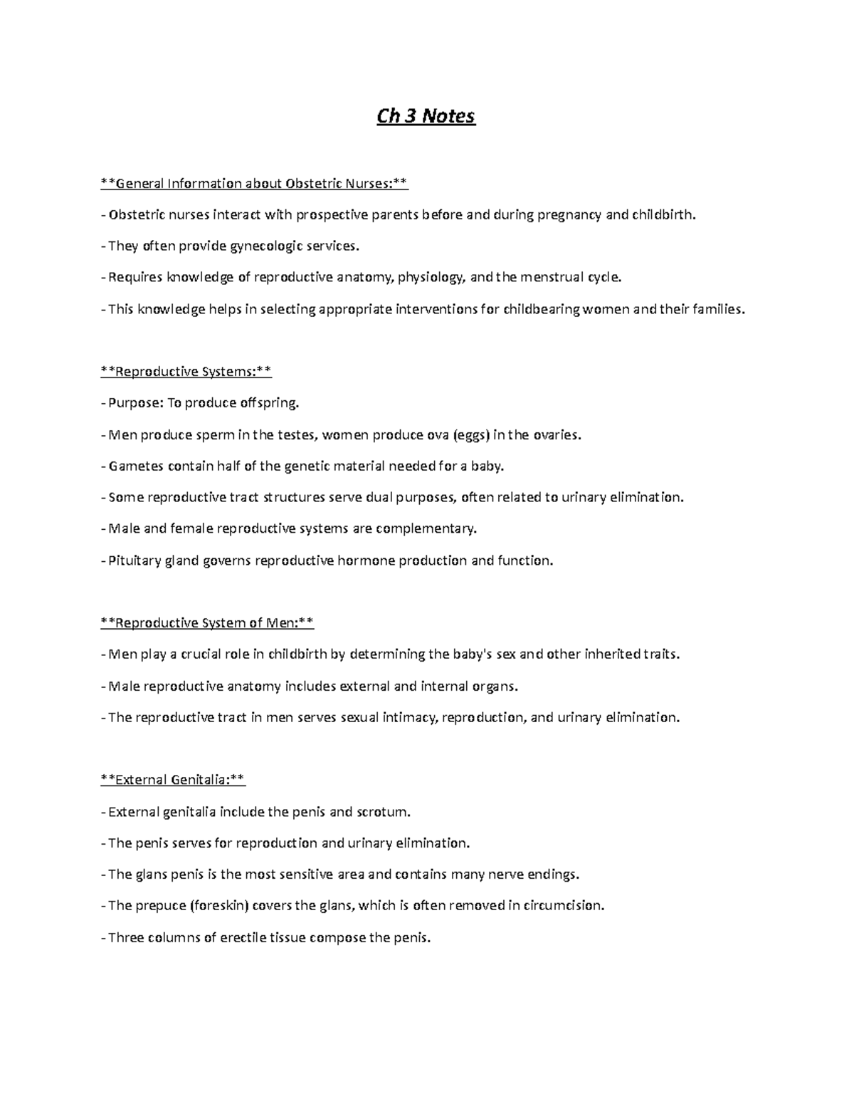 Ch 3 Notes - docucare - Ch 3 Notes General Information about Obstetric ...