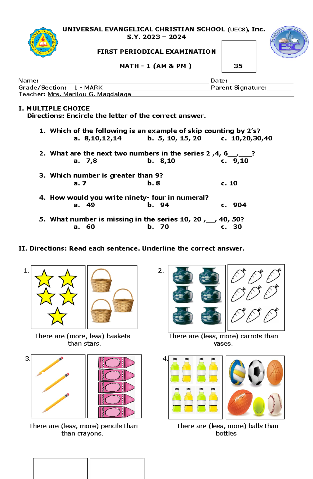 First-periodical-gr.-1-new - UNIVERSAL EVANGELICAL CHRISTIAN SCHOOL ...