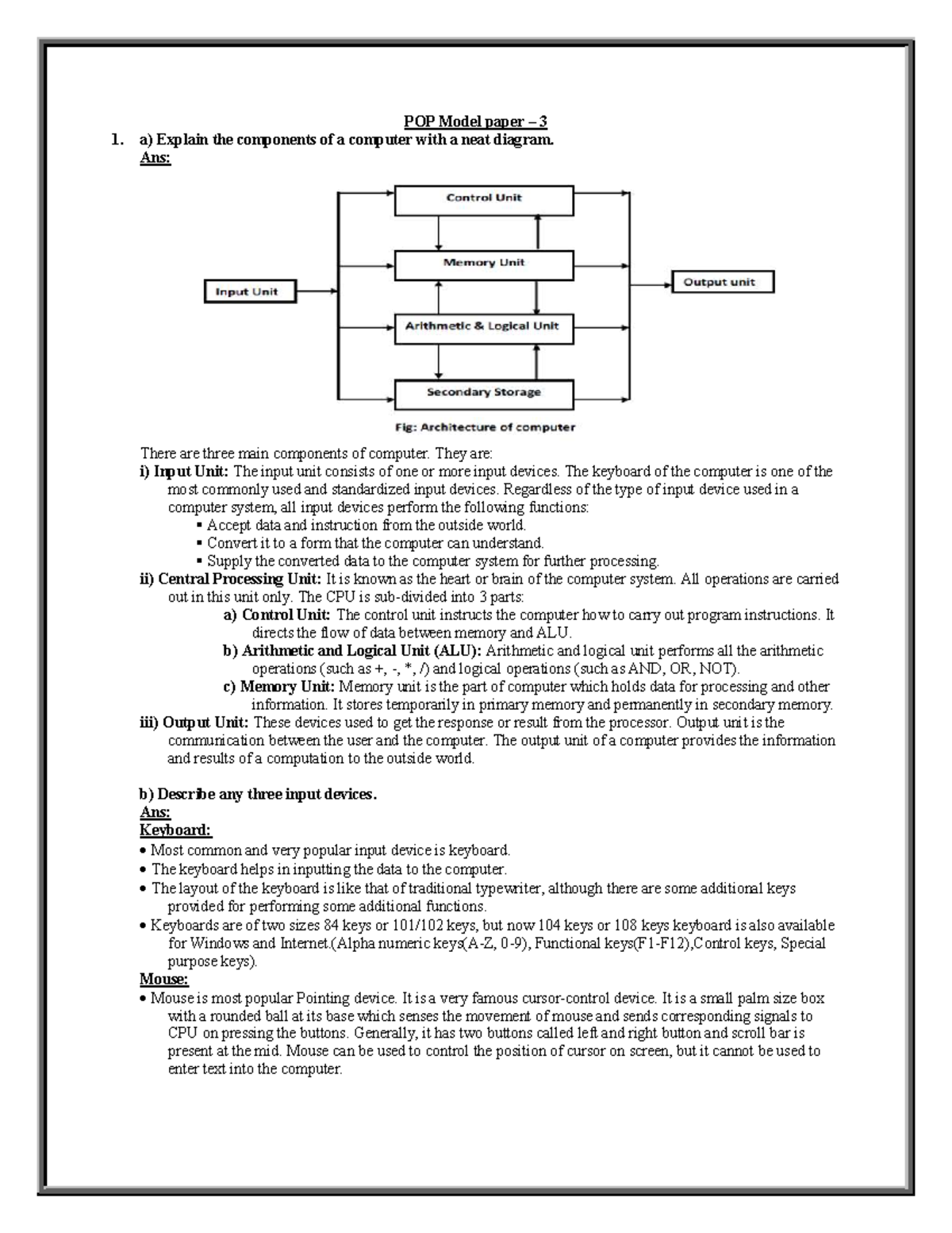 POP set - 3 solution - Pop - POP Model paper – 3 a) Explain the ...