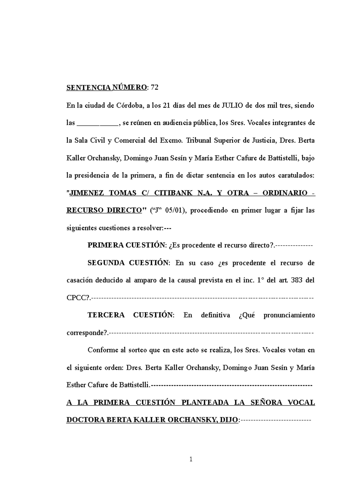 TP4 - Documento extra TSJ in re Jimenez Tomas C. Citibank N.A. Y OTRA ...