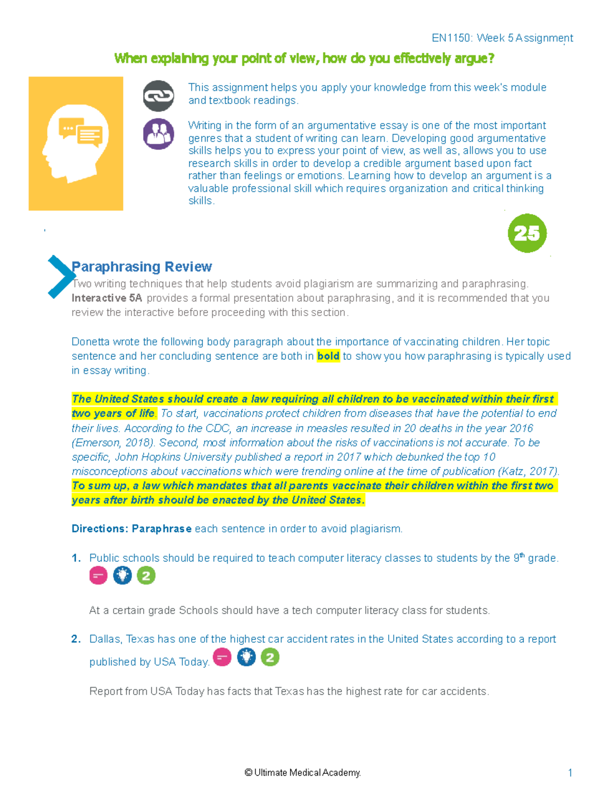 Rebecca James WK5 Assignment (23) - EN1150: Week 5 Assignment When ...