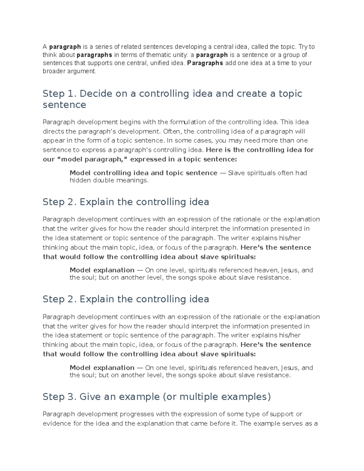 Paragraphs meaning and development - Intensive Communication - Studocu