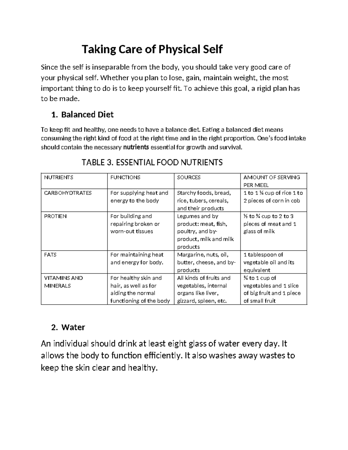 Taking Care of Physical Self - Whether you plan to lose, gain, maintain ...