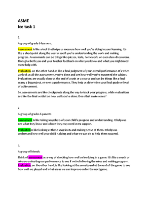 Assessment and measurement ASME7312 - ASSESSMENT AND MEASUREMENT ASME ...