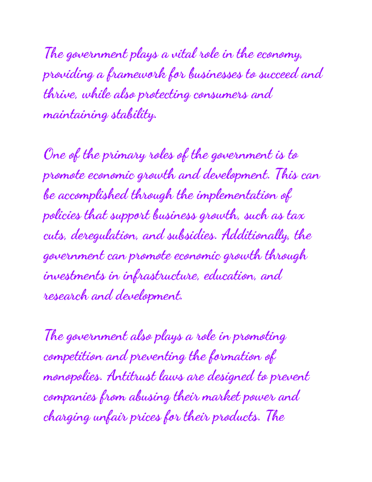 Lecture notes on the role of the government - The government plays a ...