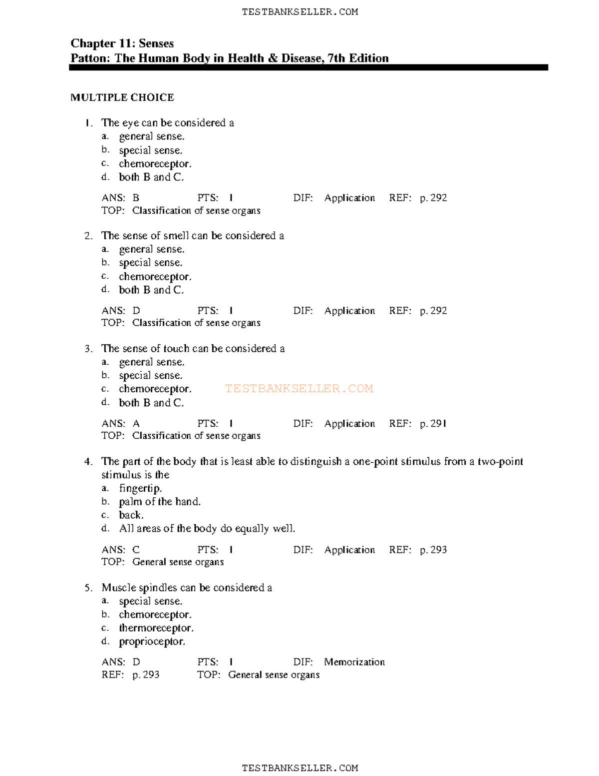 Adult health study guides - TESTBANKSELLER Chapter 11: Senses Patton ...