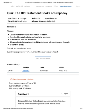 Quiz The Gospels BIBL104 Survey of Old and New Testament (B15) - Skip ...