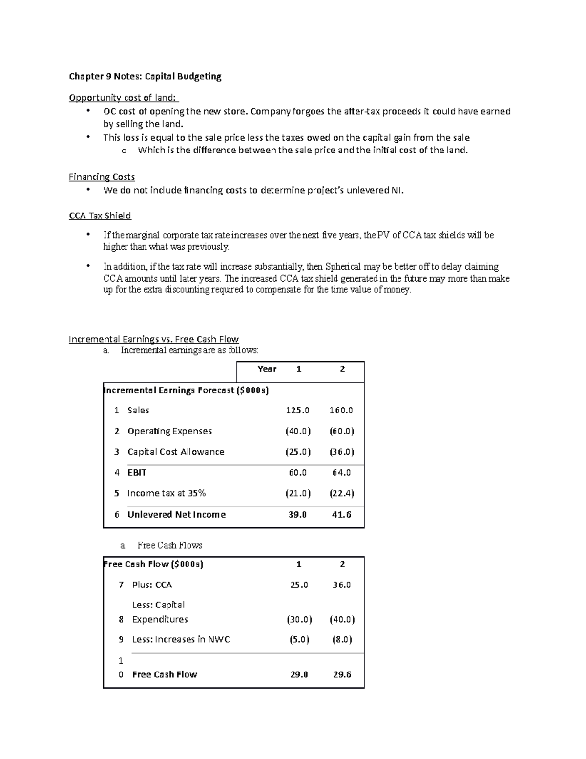 Notes from Textbook questions - Chapter 9 Notes: Capital Budgeting ...