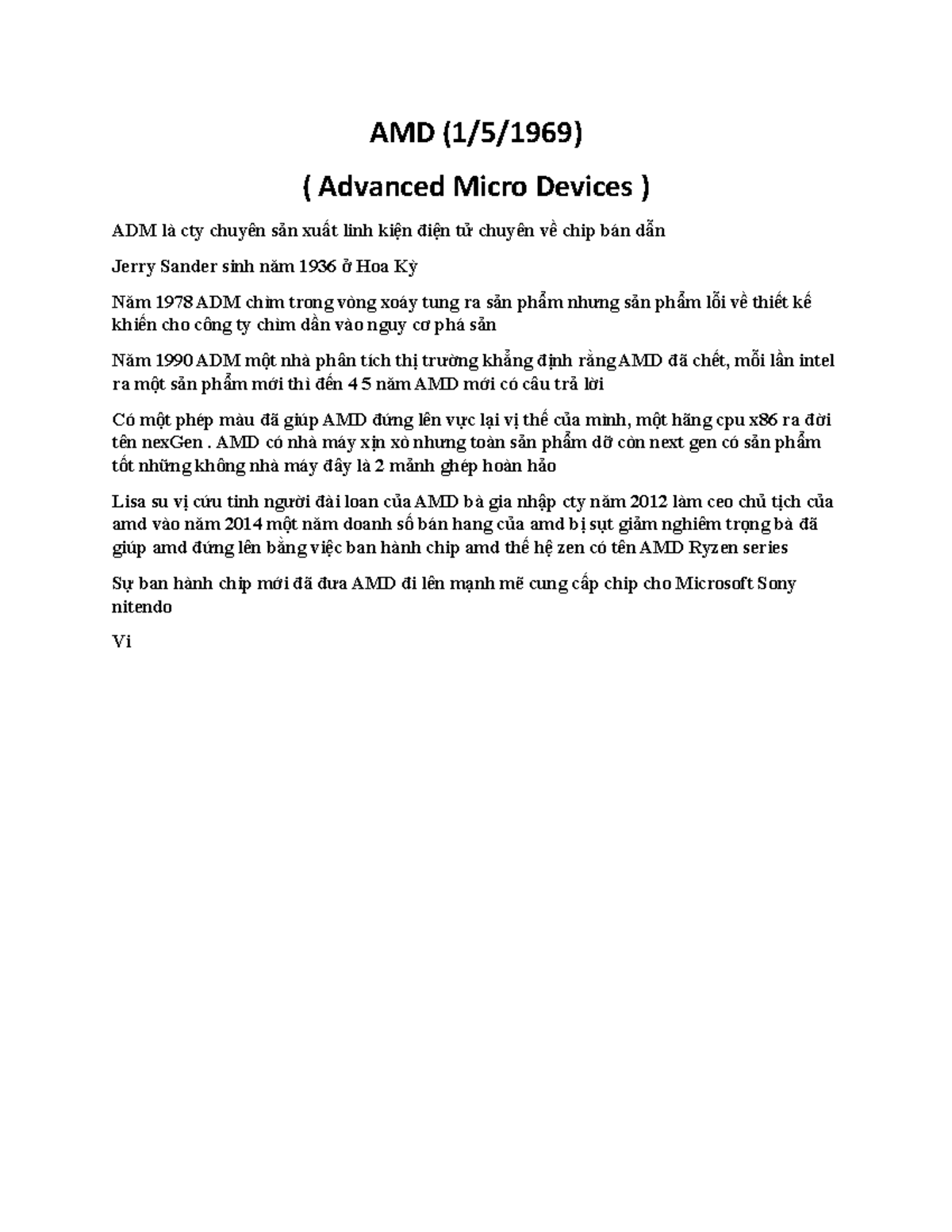 AMD111111111111111111 - AMD (1/5/1969) ( Advanced Micro Devices ) ADM ...