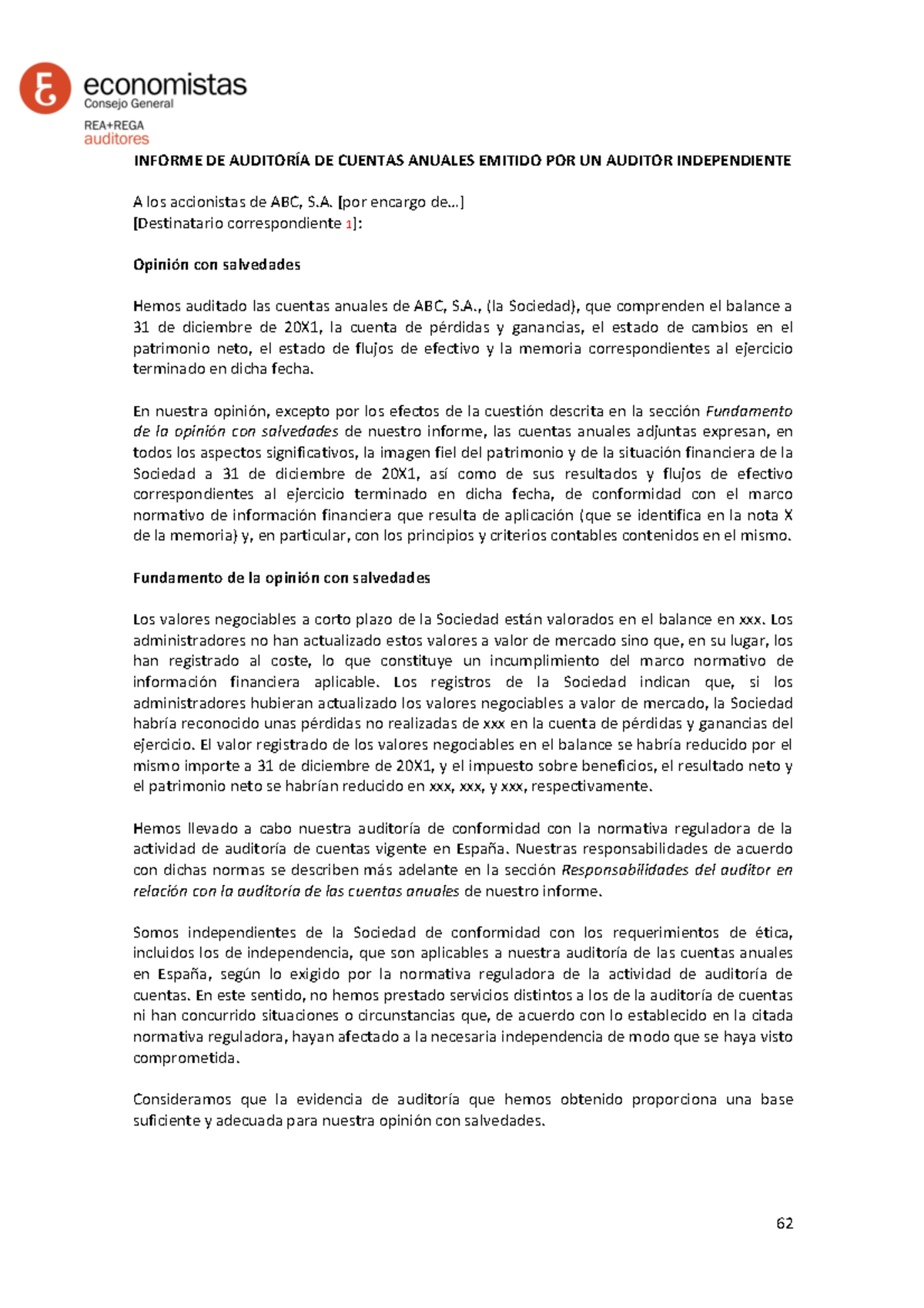 02a Inf. audit. Salvedad incumplimiento - INFORME DE AUDITORÍA DE ...