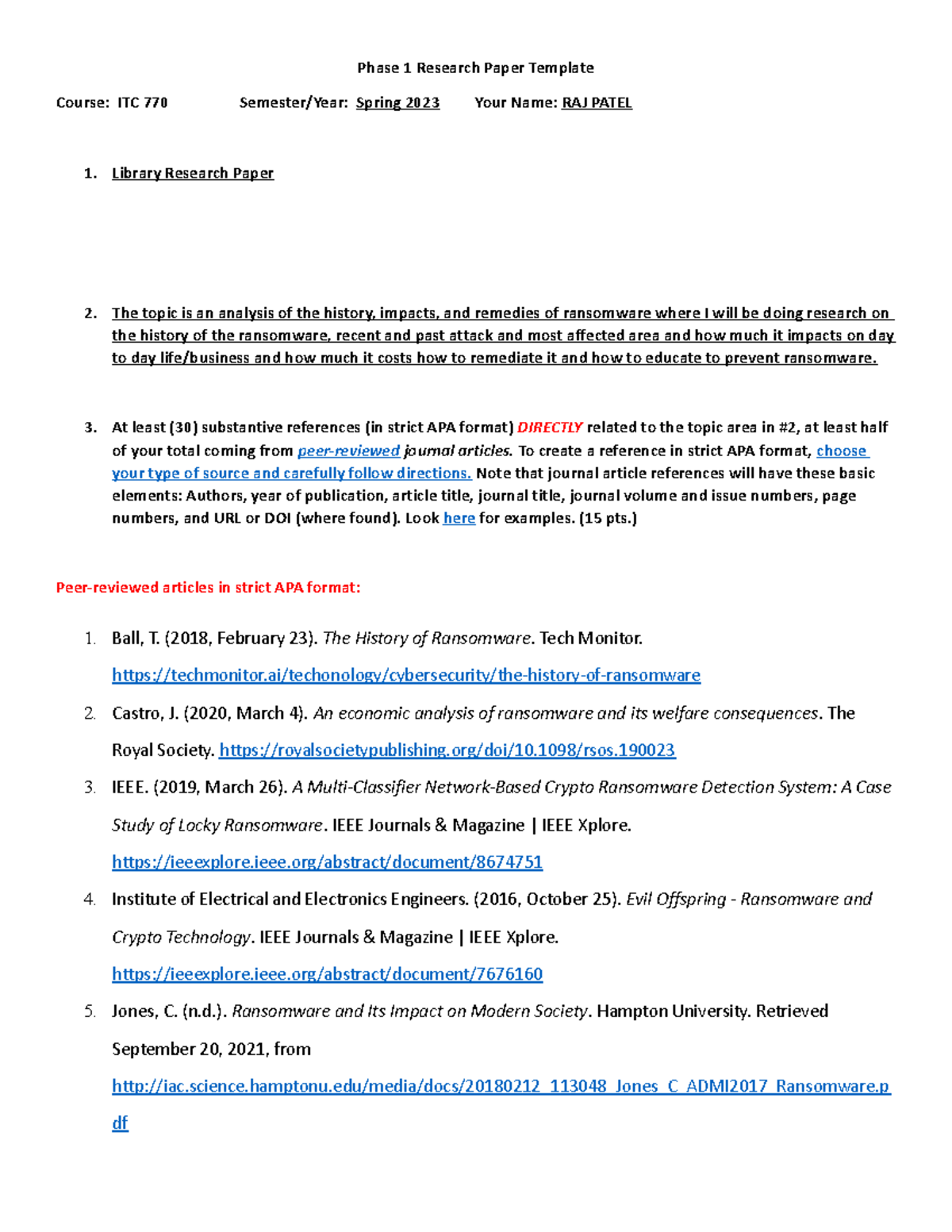 ITC 770 Phase 1 Template - Phase 1 Research Paper Template Course: ITC ...