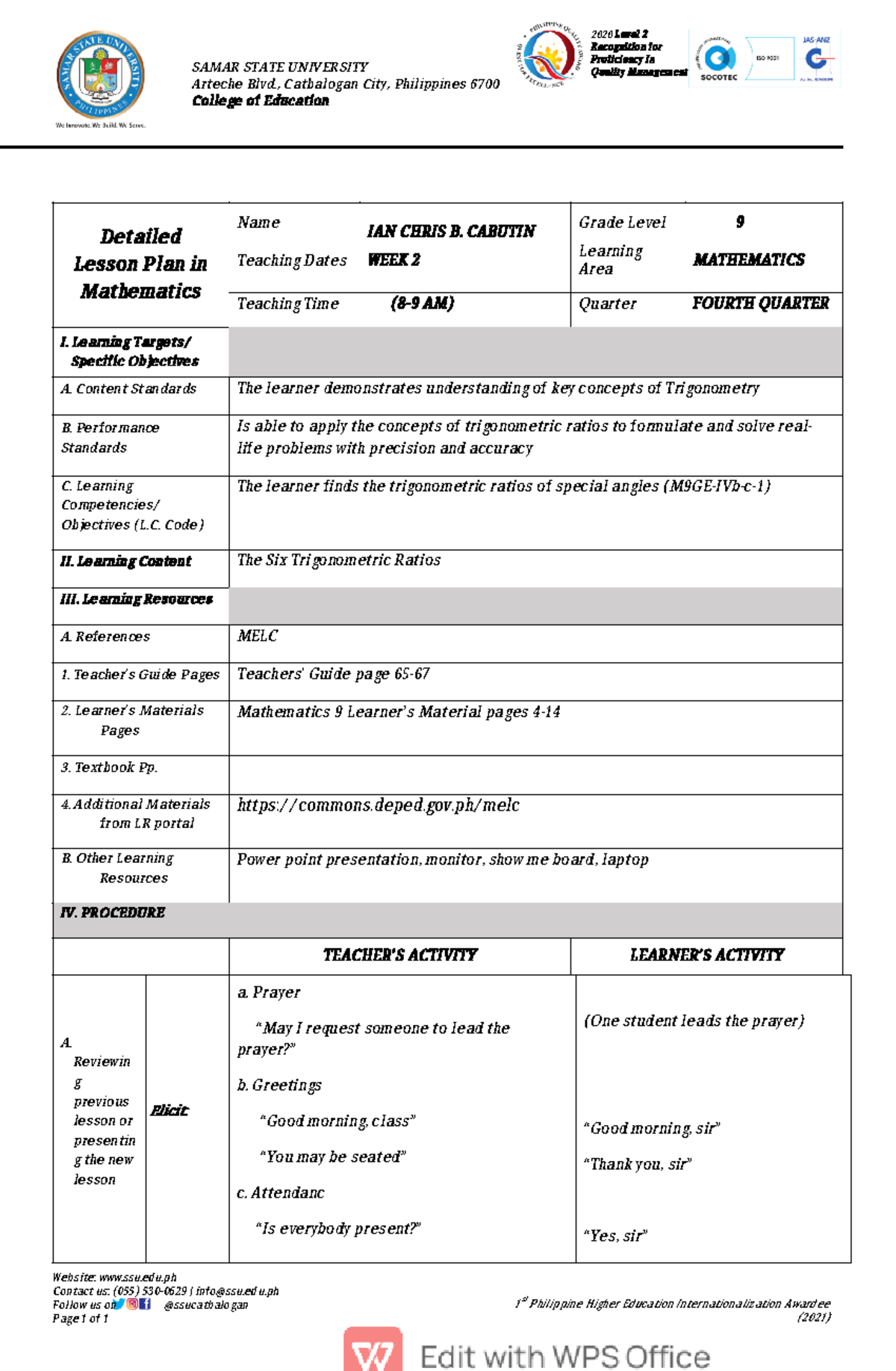 DLP4 - DLP4 for Grade9 - Website: ssu.edu Contact us: (055) 530-0629 ...