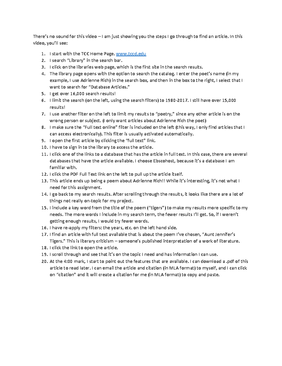 Notes on Finding an Article - There’s no sound for this video – I am ...