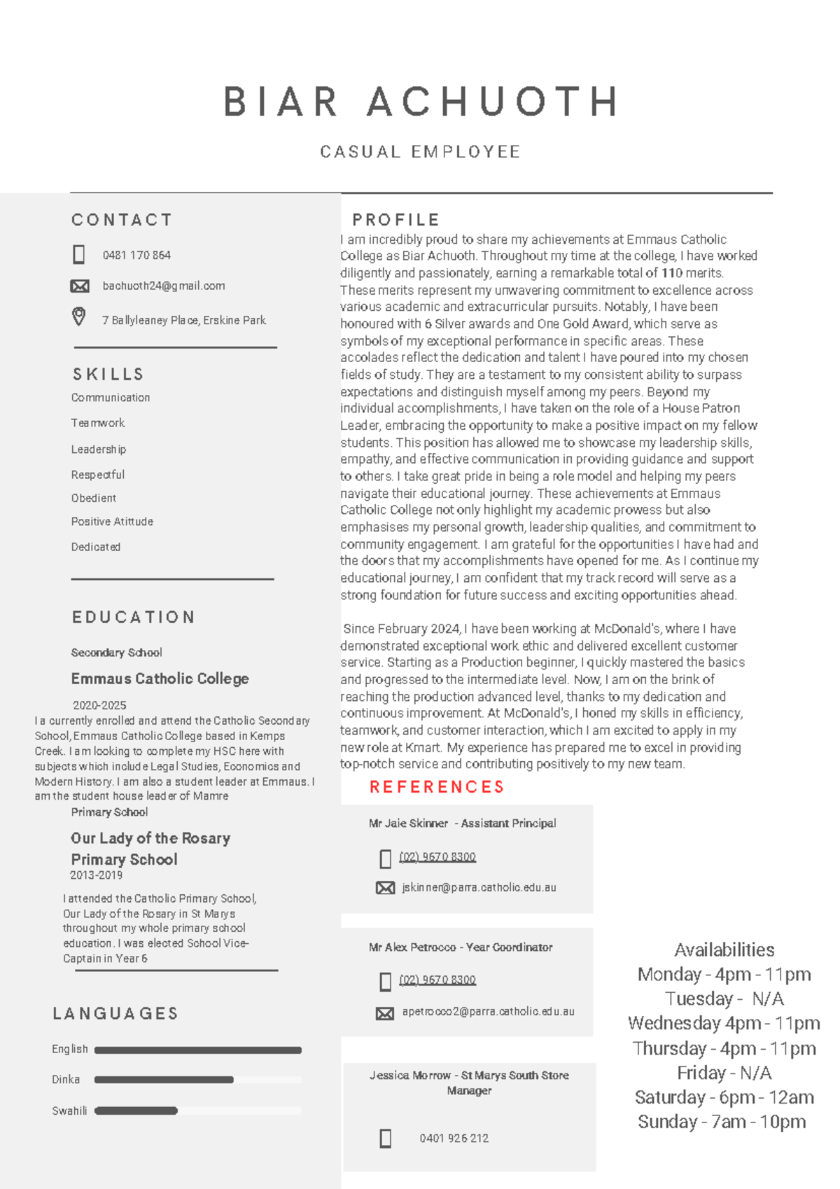 Biar Achuoth Resume - temporarily will be deleted - 0481 170 864 ...