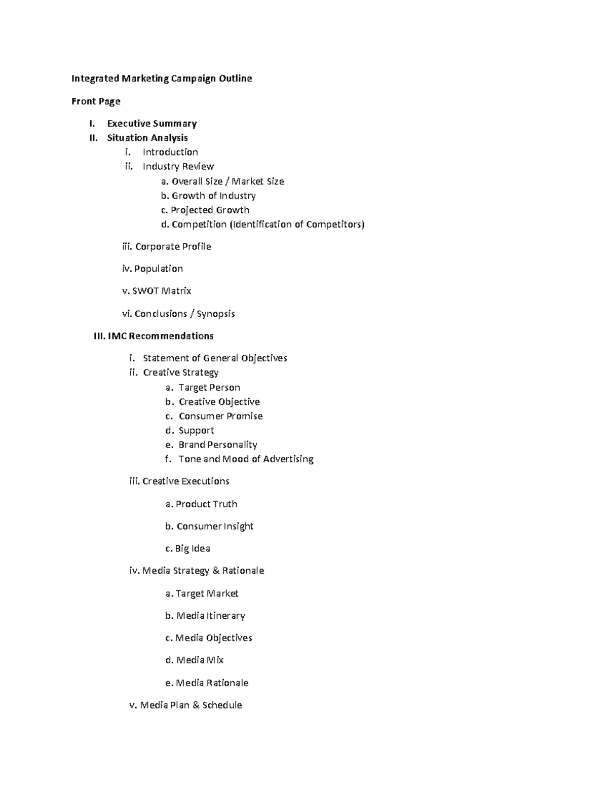 Integrated Marketing Campaign Outline - Copy - Integrated Marketing ...