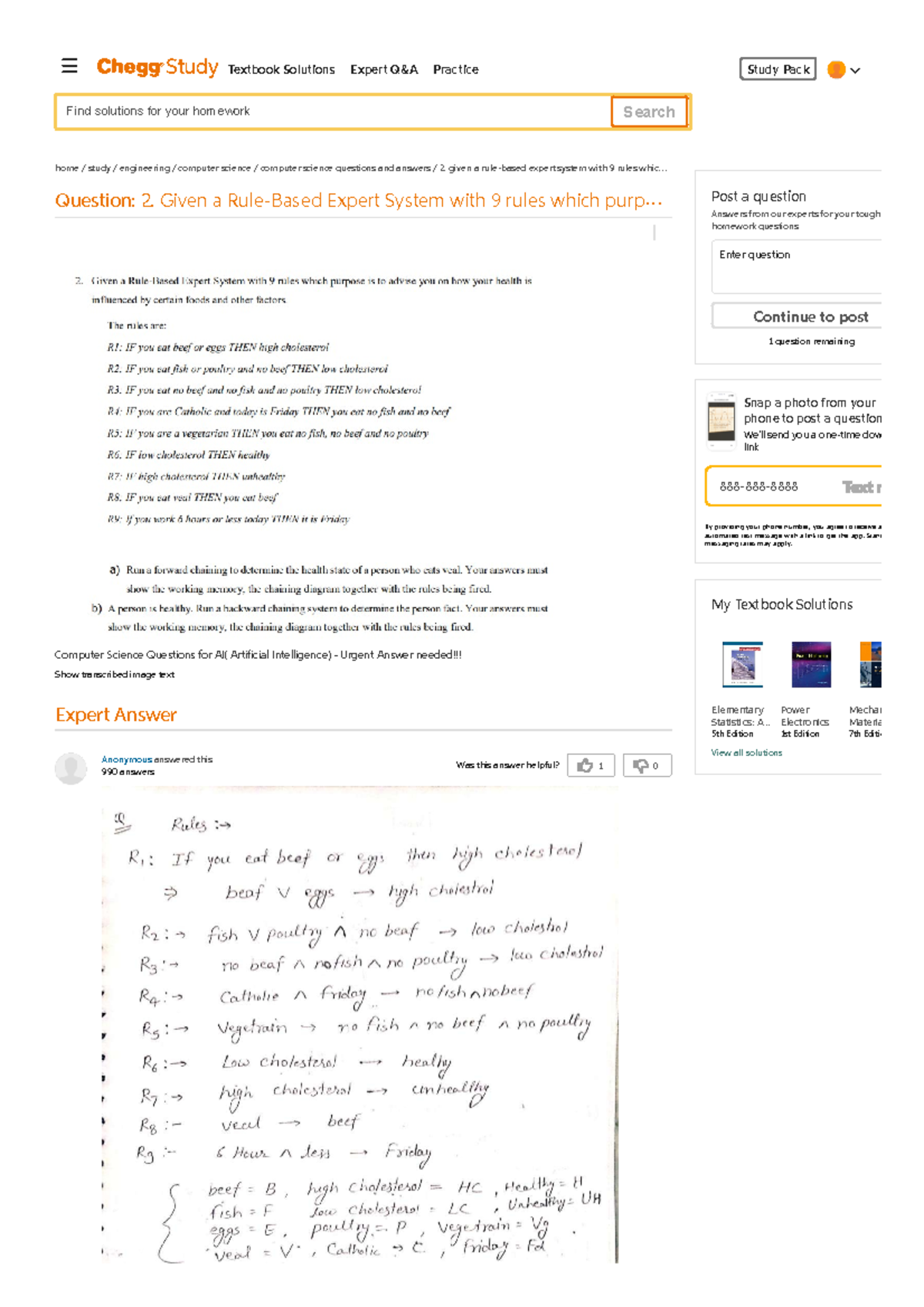 2. Given A Rule-Based Expert System With 9 Rules W... Chegg - Was this ...