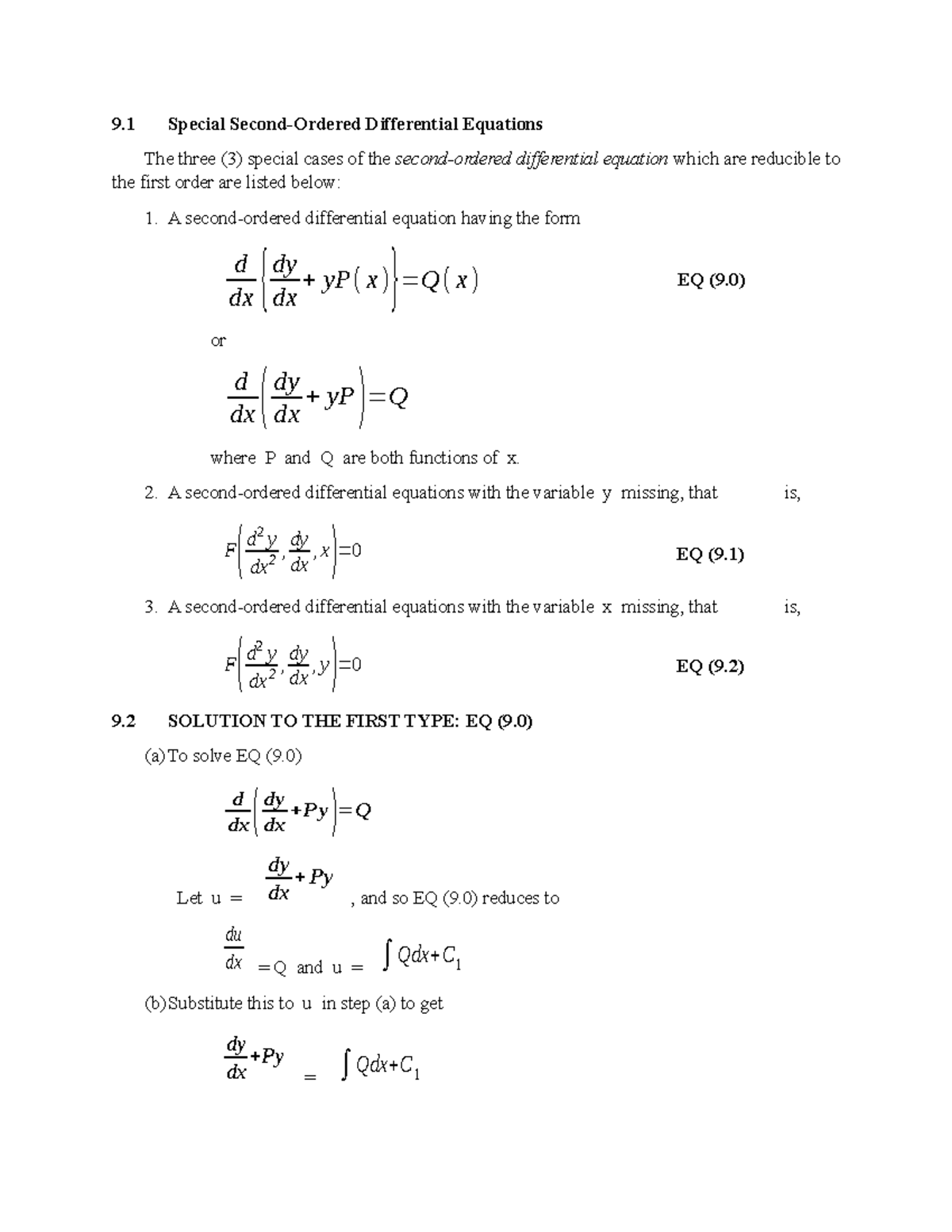 DE-Lesson-9 - Lecture notes 9 - Bsed Math - Studocu