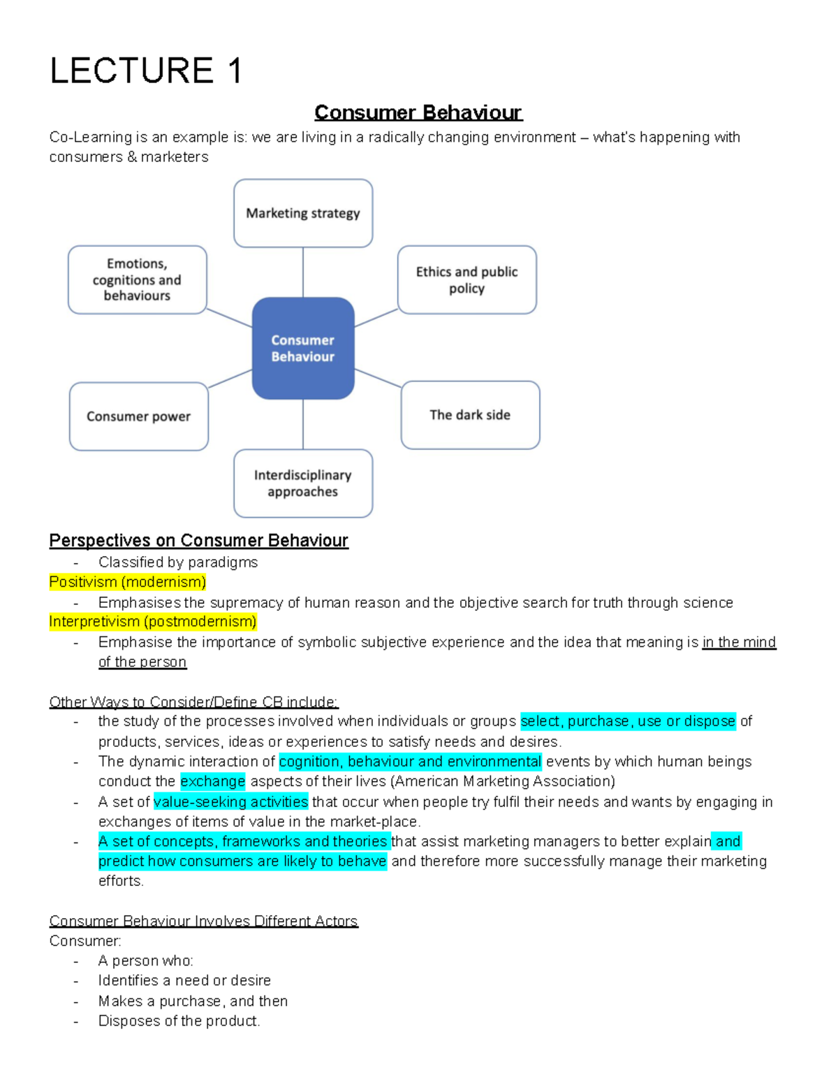 MKTG2112 - chpt1 - LECTURE 1 Consumer Behaviour Co-Learning is an example is: we are living in a ...
