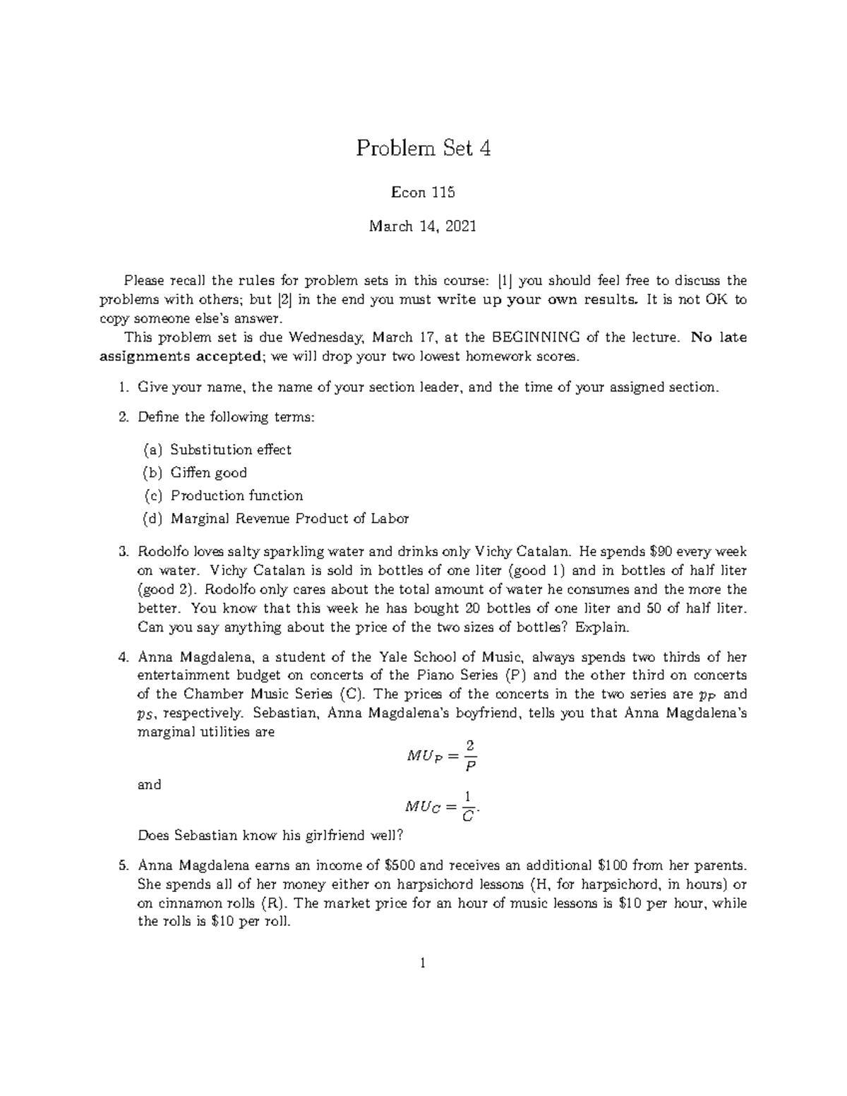 Ps4 Problem Set 4 Problem Set 4 Econ 115 March 14 2021 Please Recall