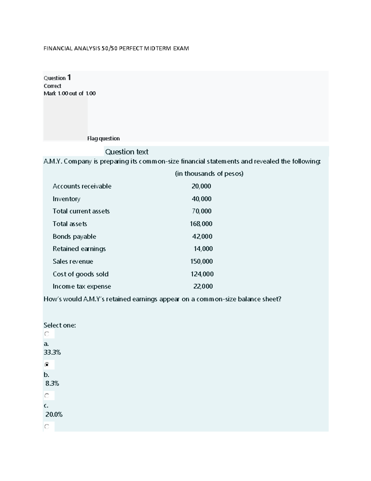 Financial Analysis Perfect Midterm Exam Financial Analysis 50 50