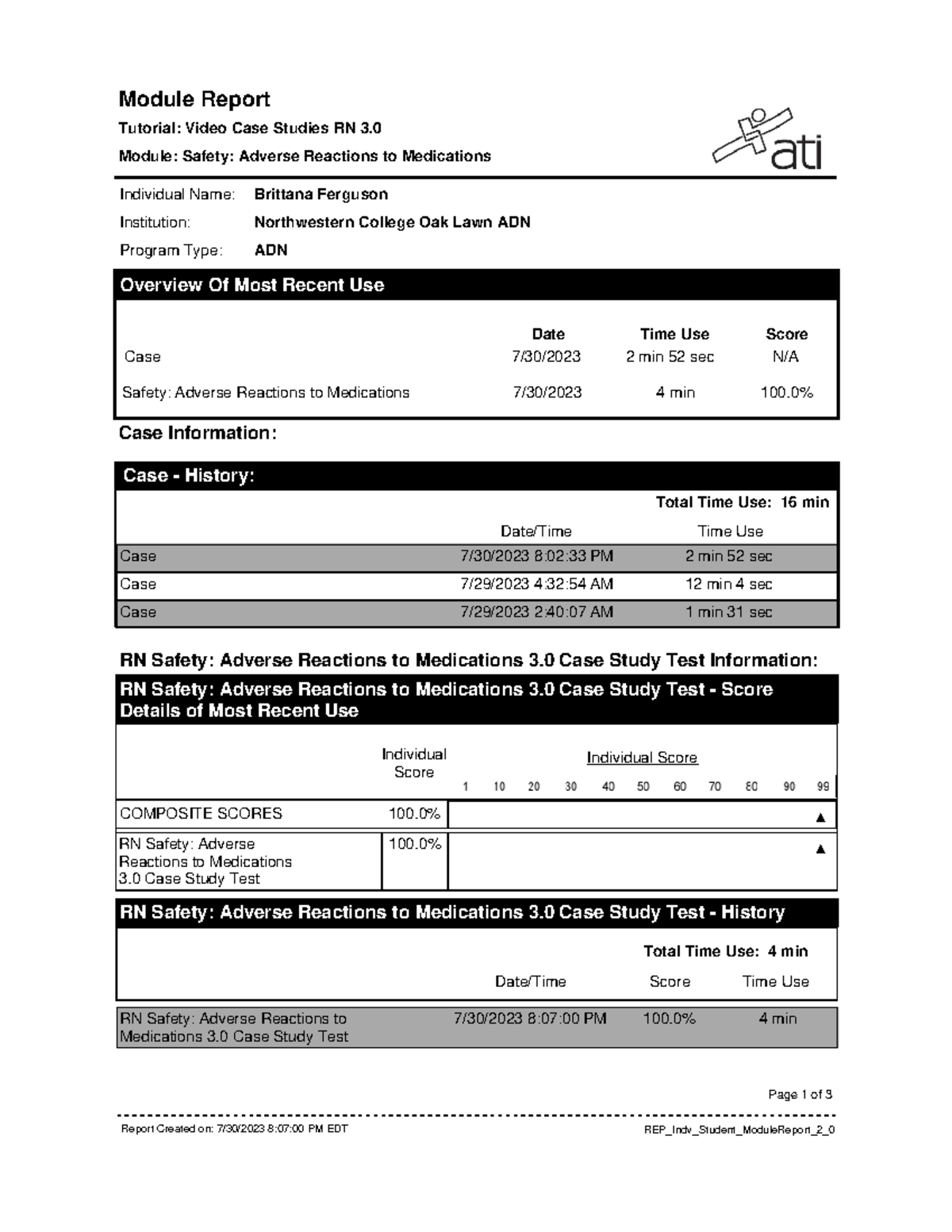 Report (23) - njjj - Date/Time Time Use Total Time Use: 16 min Case 7 ...