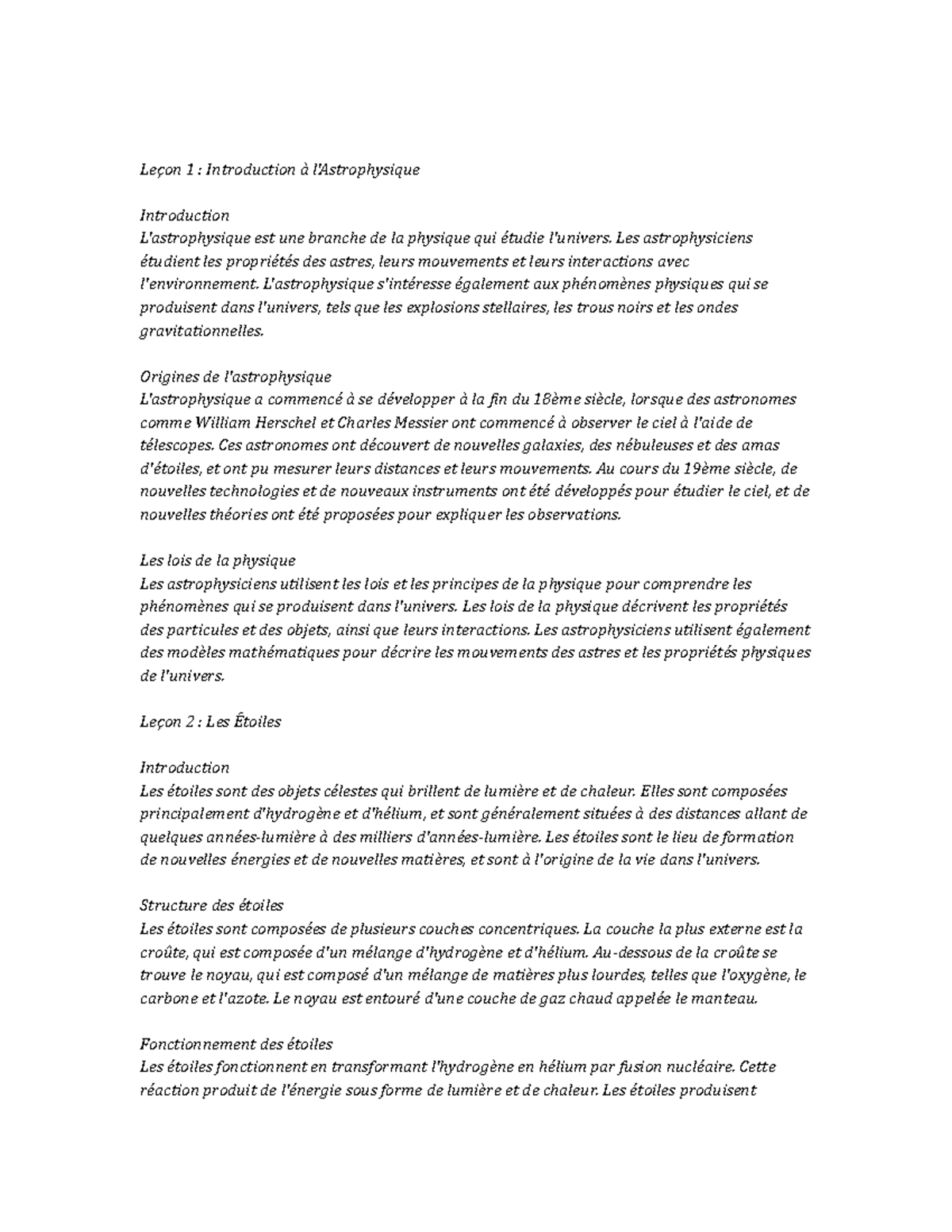 Astrophysics Study Notes - Leçon 1 : Introduction à l'Astrophysique ...