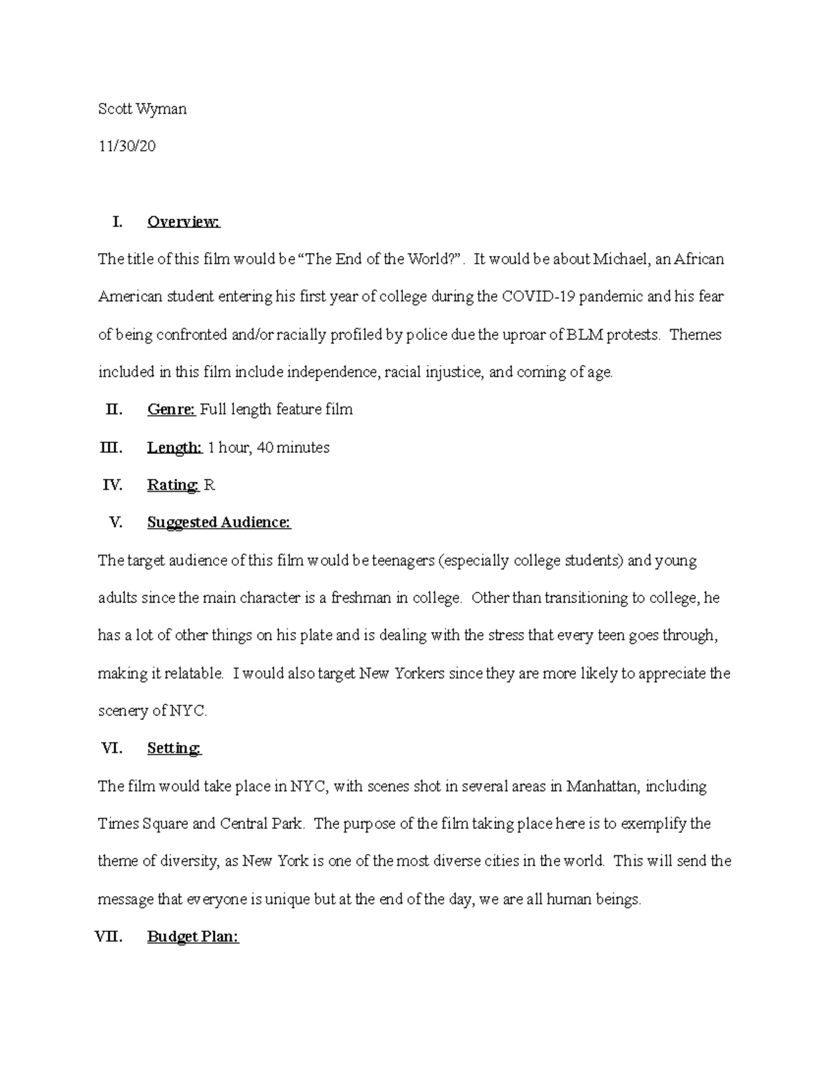 DNY Final - Film Proposal - Scott Wyman 11/30/ I. Overview: The title ...