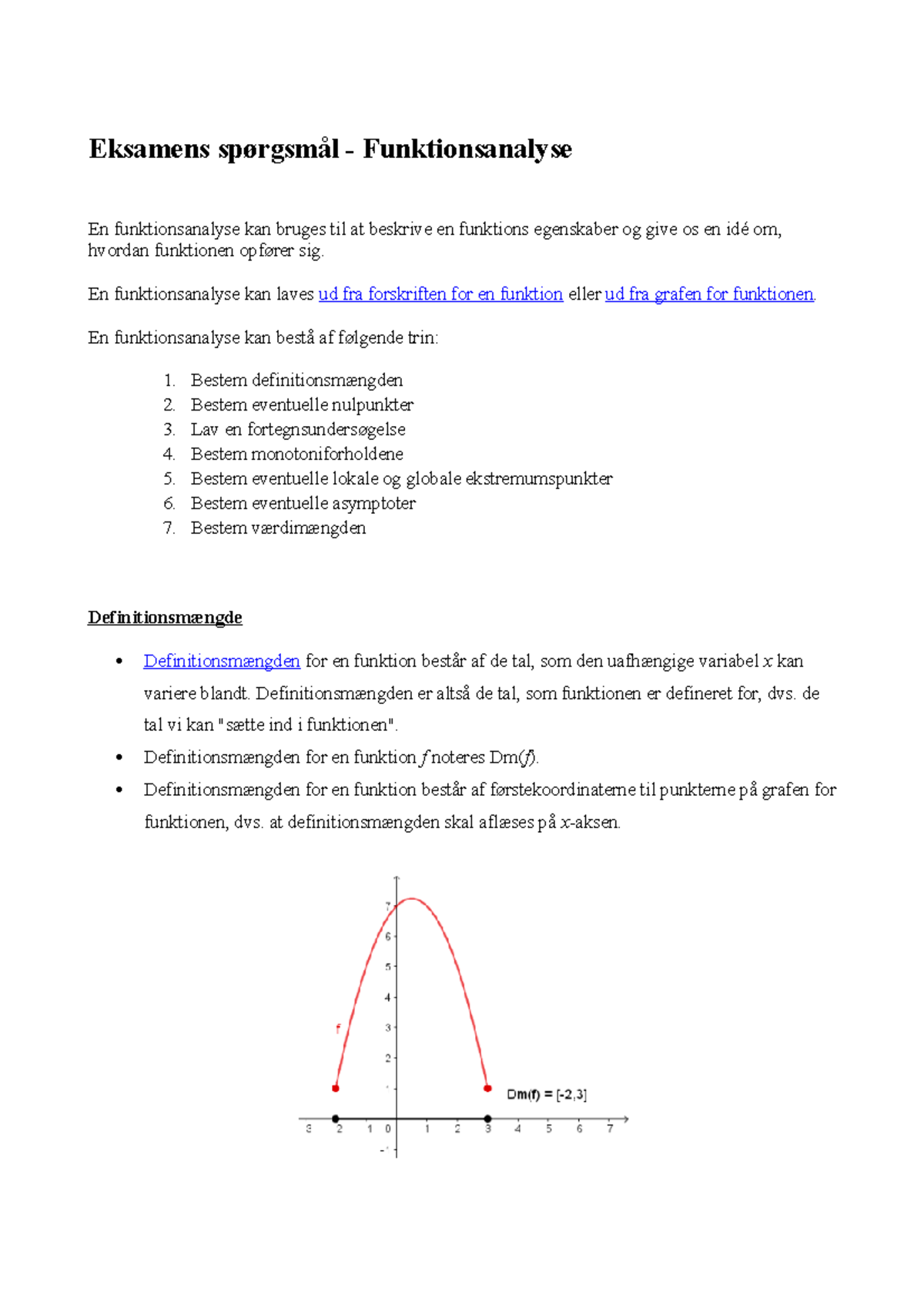 Eksamens spørgsmål - funktionsanalyse - Eksamens spørgsmål ...