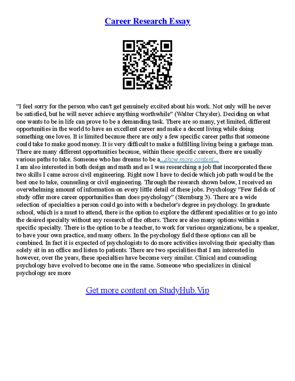 Research Essay Topics For College - Career Research Essay "I feel sorry ...