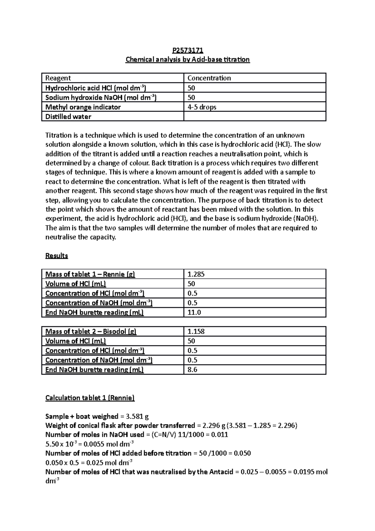 Acid base titration -2 - P Chemical analysis by Acid-base titration ...
