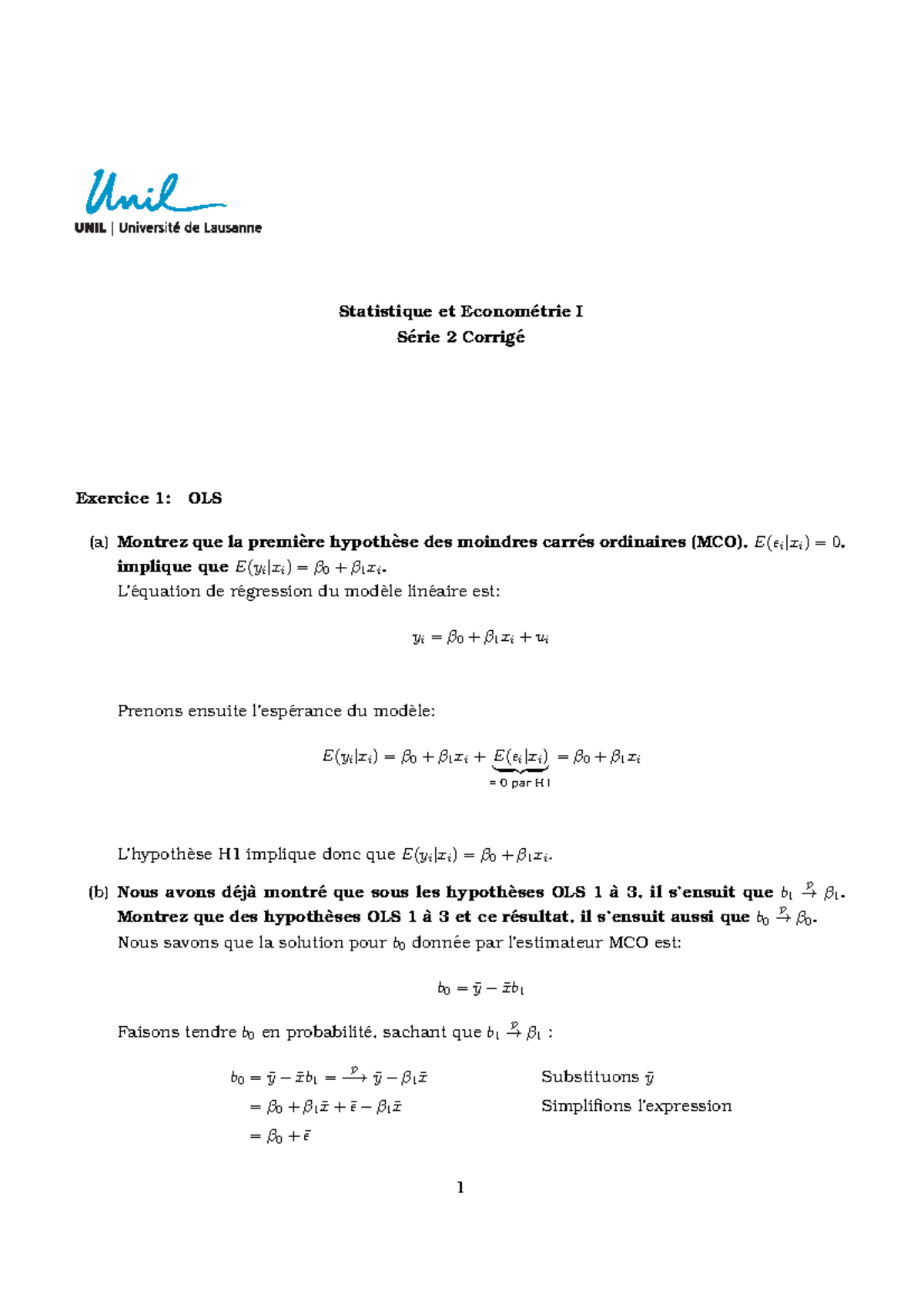 Corrig Etudiants S2 - Statistique et Econometrie I ́ Serie 2 Corrig ́ e ...