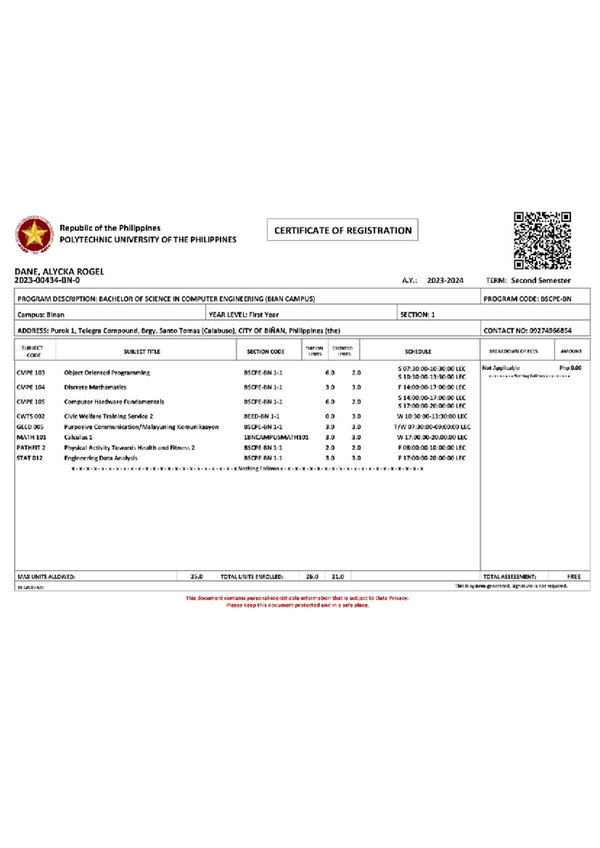 Registration Certificate - Computer Engineering - Studocu