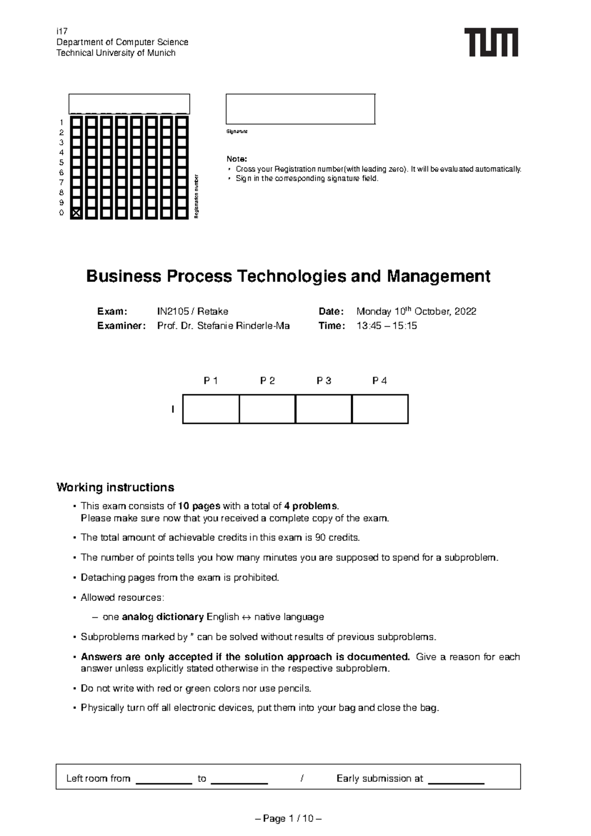 Previous retake exam 2022/2023 Business Process Technologies and Management - i Department of ...