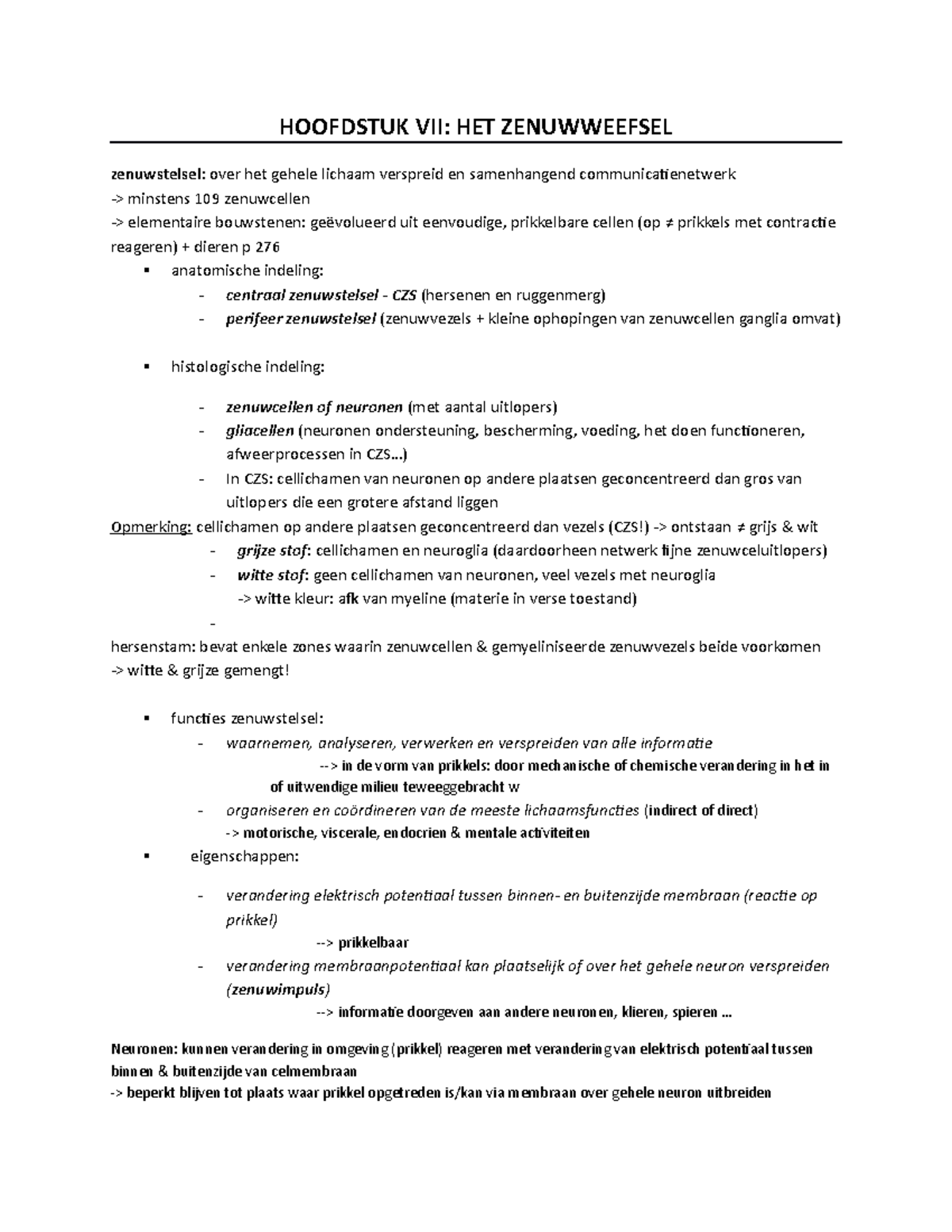 Zenuwweefsel - Hoofdstuk VII - deel 2 - HOOFDSTUK VII: HET ZENUWWEEFSEL ...
