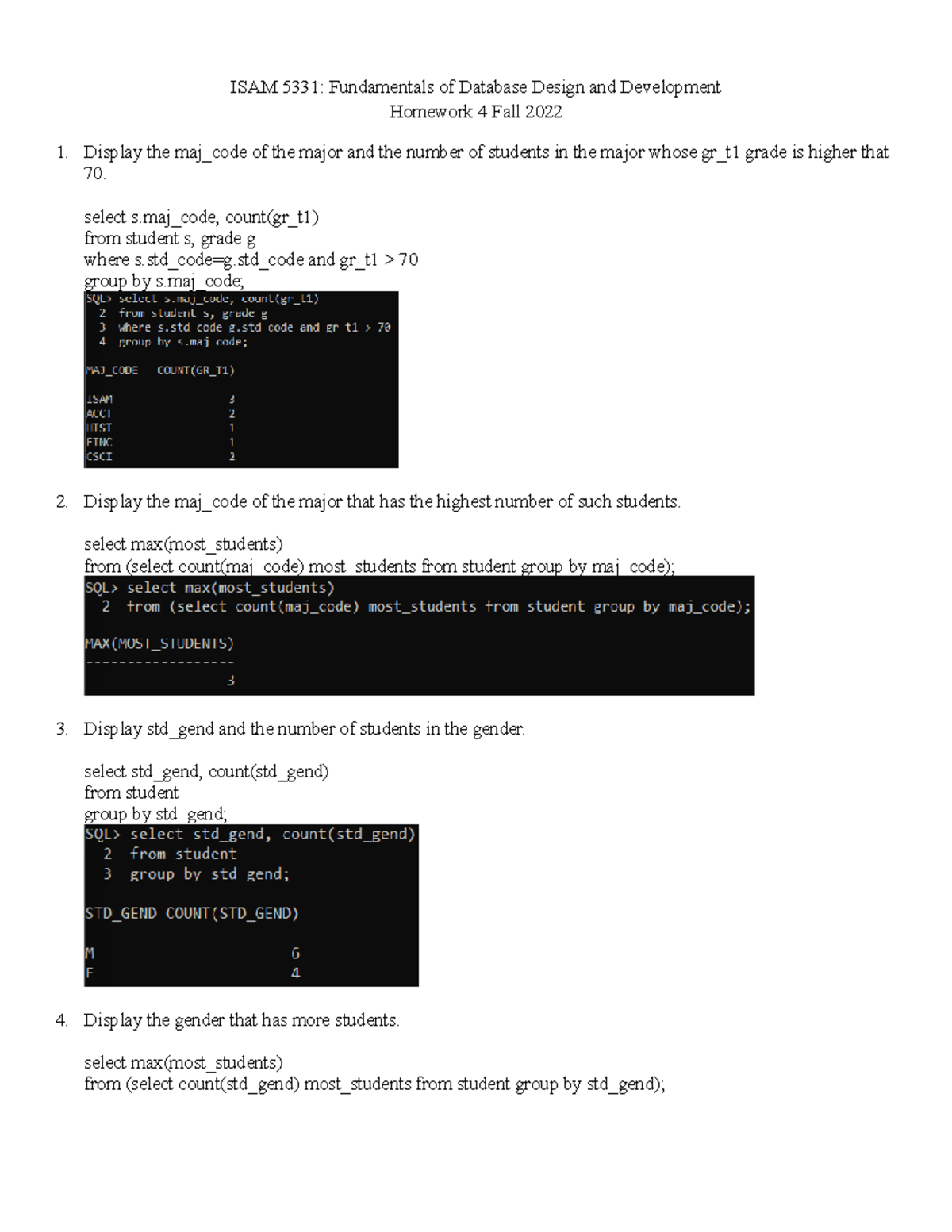 Isam5331 5333 Go Homework Isam 5331 Fundamentals Of Database Design And Development Homework