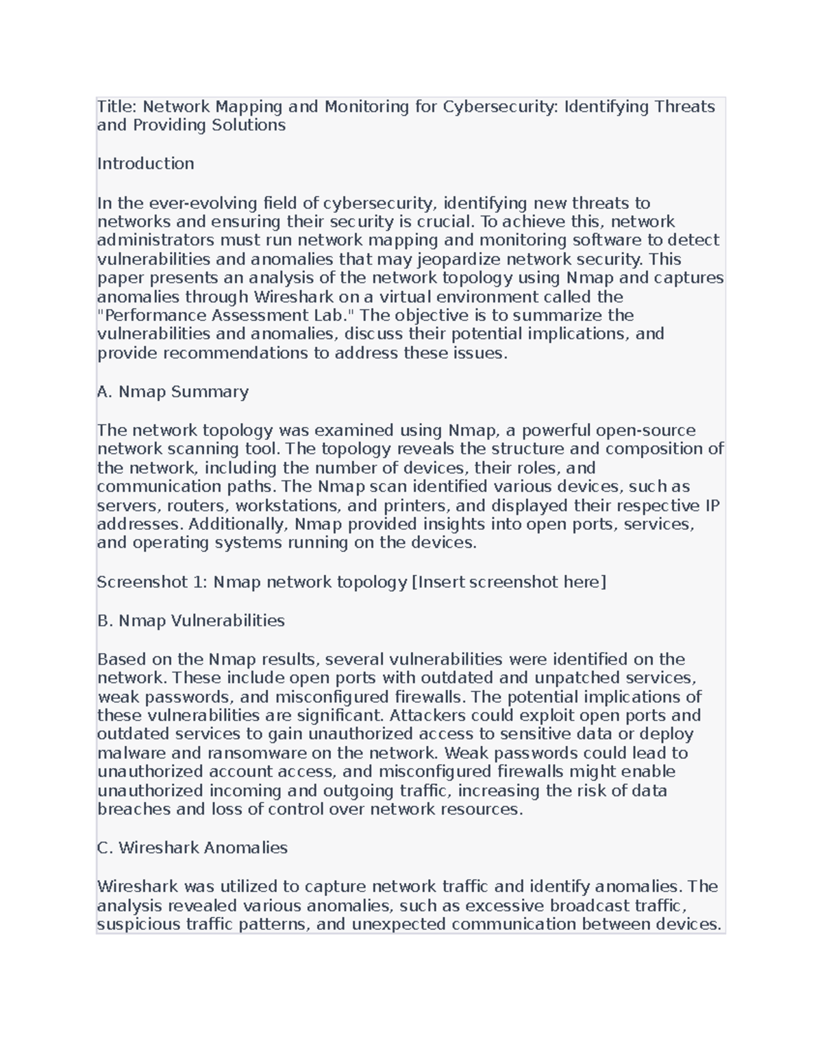 NMAP Ver1 - Paper for task - Title: Network Mapping and Monitoring for Cybersecurity ...