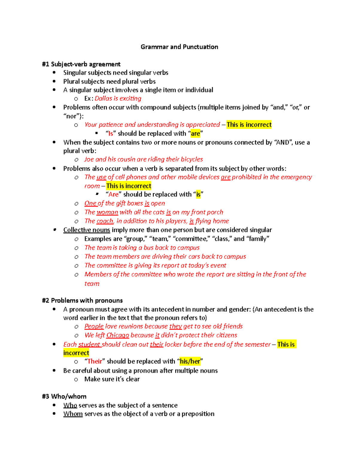Grammar and Punctuation (Updated) - Grammar and Punctuation #1 Subject ...