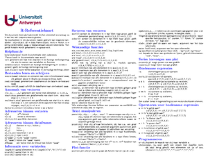 STAT - Formularium - Samenvatting van alle formules voor dit vak - Statistische verwerking van ...