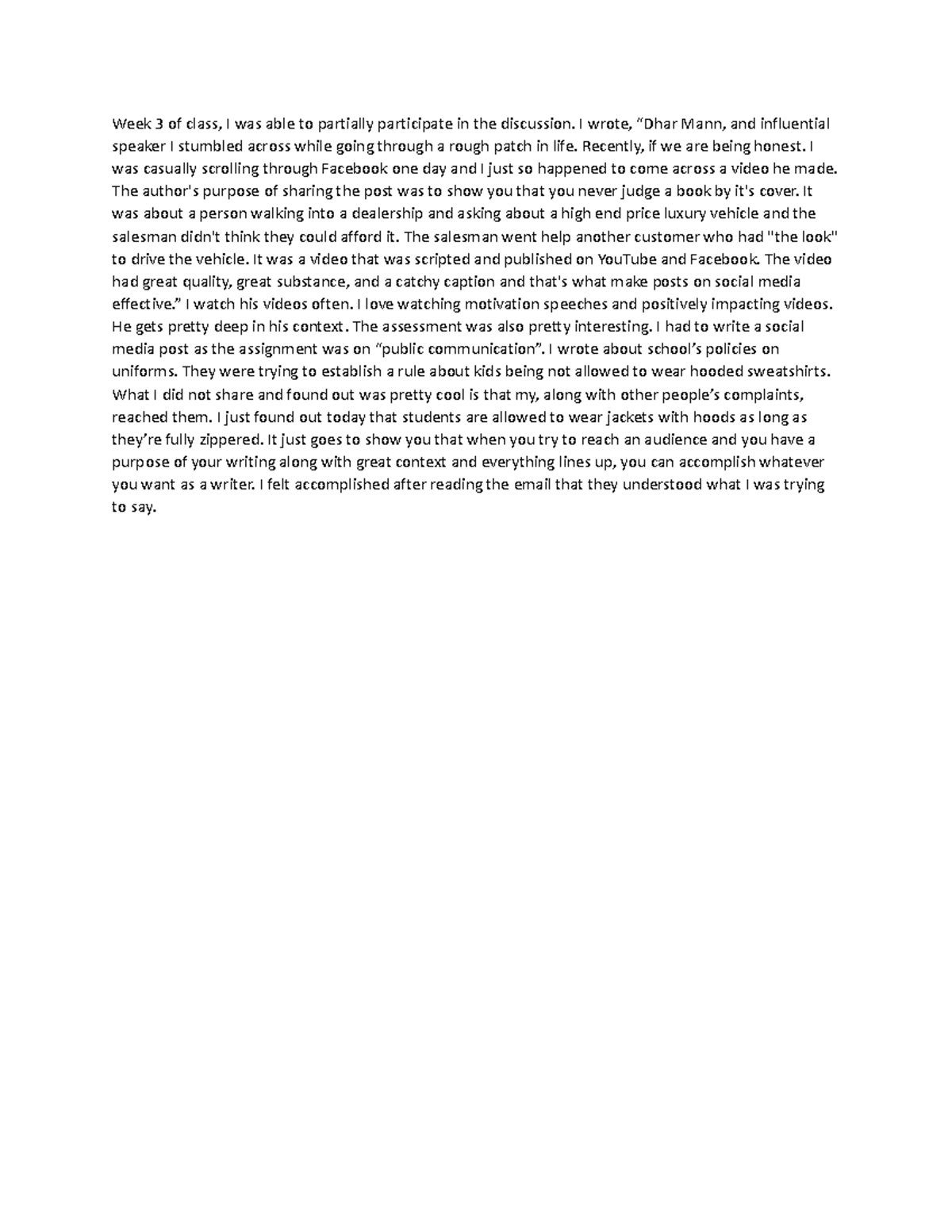 Wk 3 - Make Up - Week 3 - Eng/110 - UOPX - Studocu