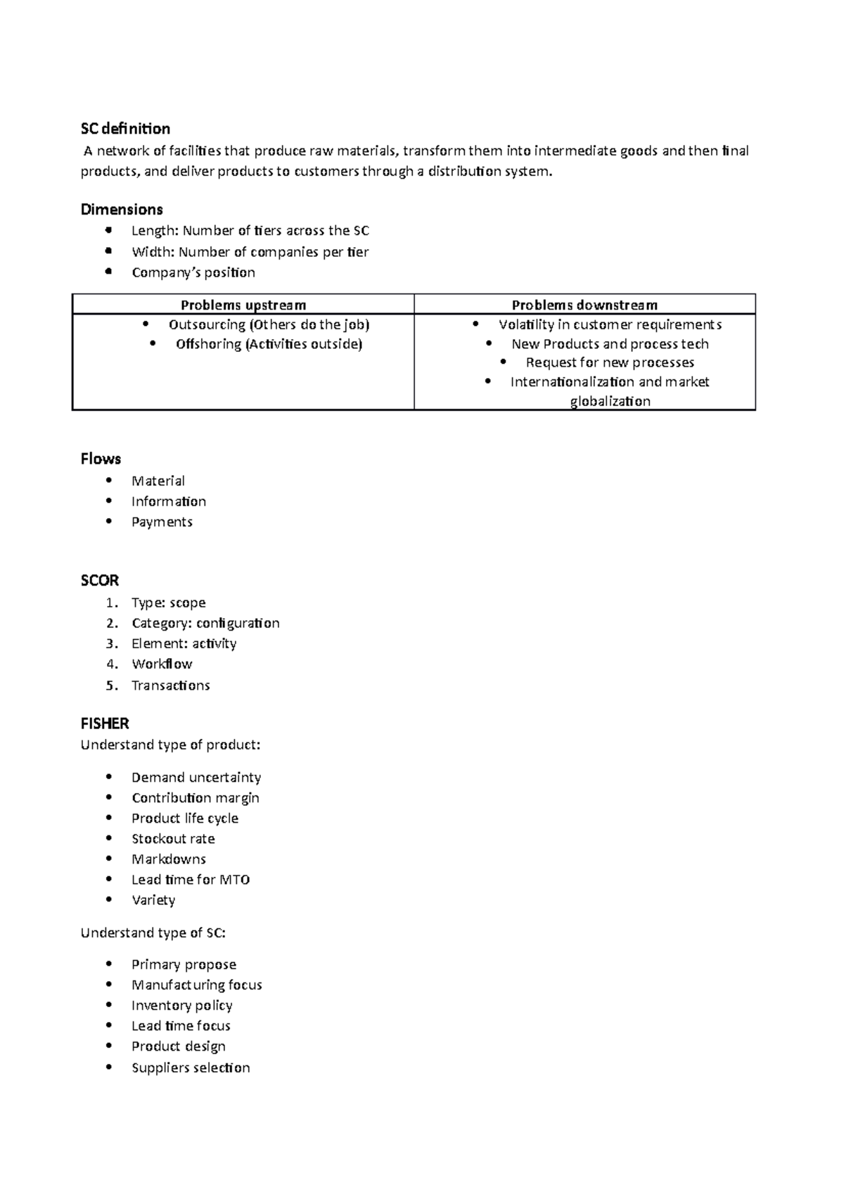 All relevant info for first call of Global SC - SC definition A network ...